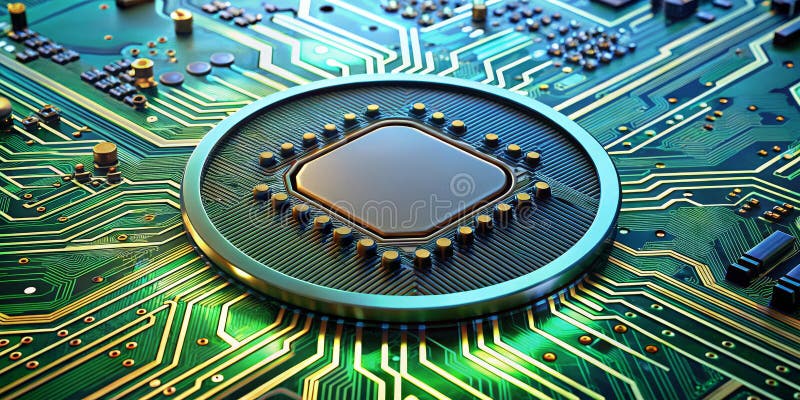 Close-up Circuit Board Chip - Green PCB, Central Processor Stock ...