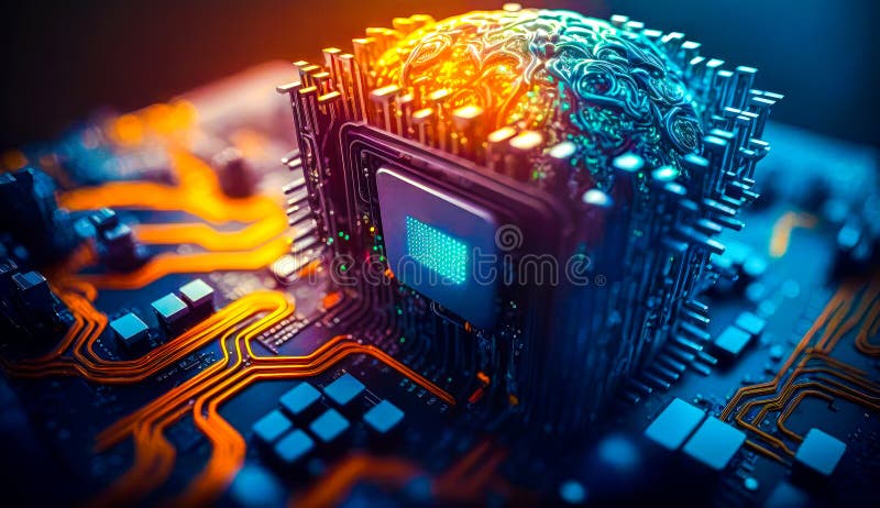Close Up of Circuit Board with an Electronic Chip. Generative AI Stock ... Close Up of Circuit Board with an Electronic Chip. Generative AI Stock ...