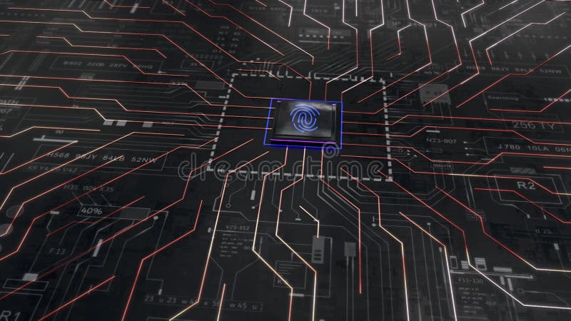 A Close Up of a Circuit Board with an Electric Blue Square in the ...