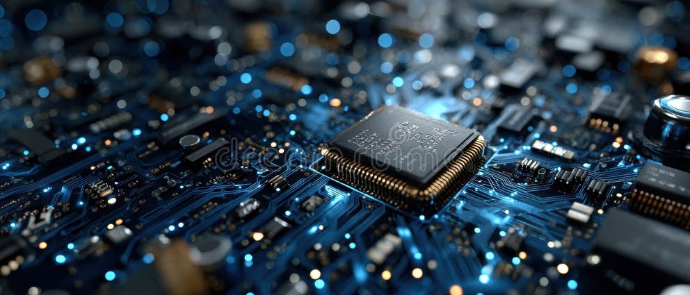 Close-up of Circuit Board Featuring Central Microprocessor Amidst ...