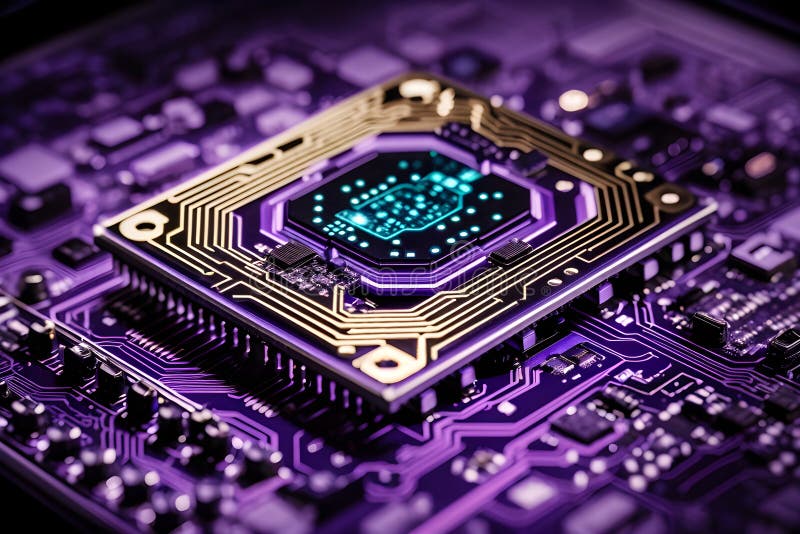 Close Up of Circuit Board Featuring an Integrated Chip Stock Image ...