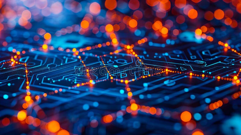 A Close Up of a Circuit Board with Lights on it Stock Photo - Image of ...