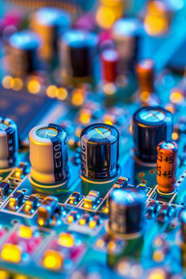 A Close Up of a Circuit Board with Many Small Components Stock ...
