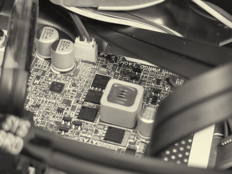 Close Up of Circuit Board with Microchips and Other Computer Parts ...