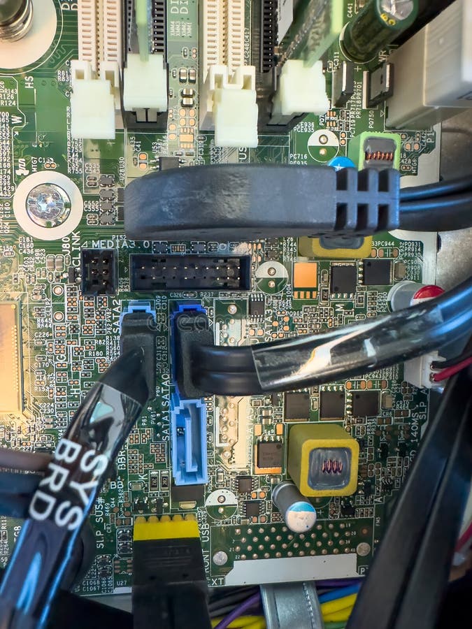 Close Up of Circuit Board with Microchips and Other Computer Parts ...