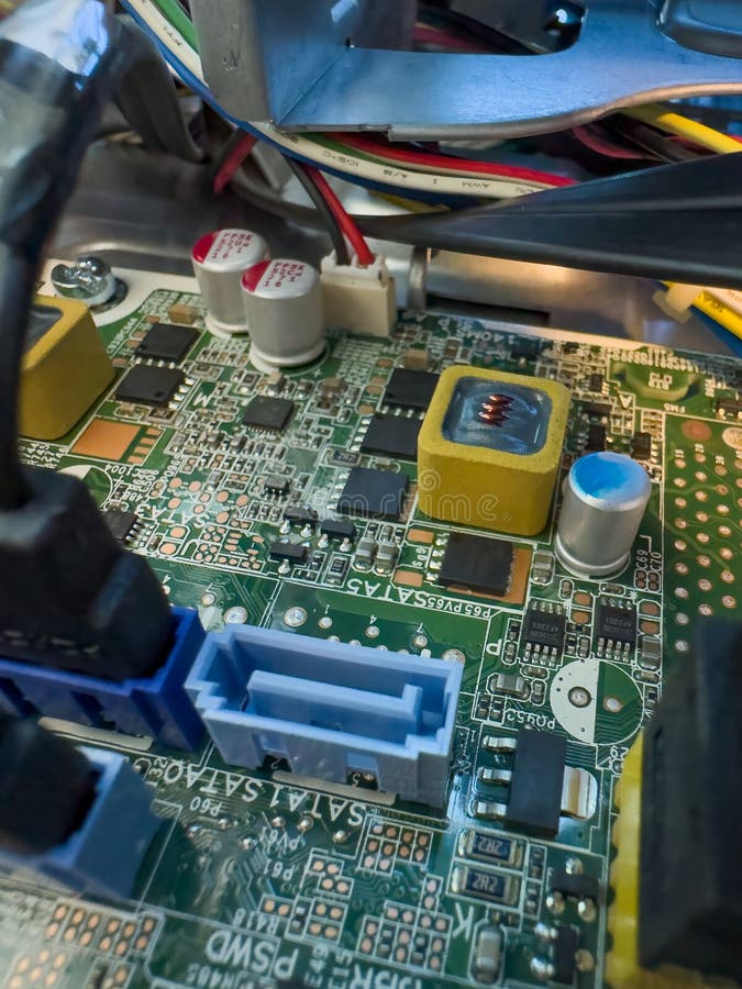 Close Up of Circuit Board with Microchips and Other Computer Parts ...