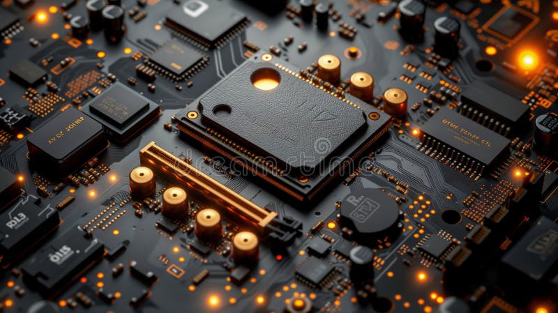 Close-Up of a Circuit Board with a Processor Stock Photo - Image of ...