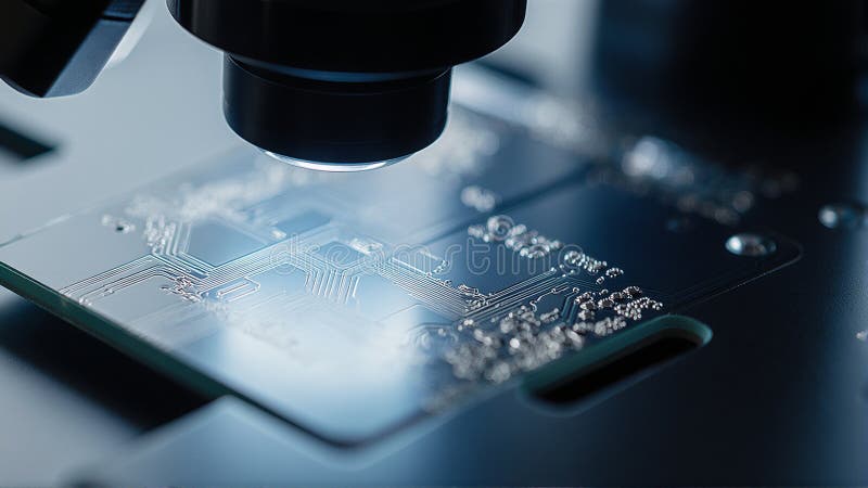 Close-Up of Circuit Board Under Microscope Stock Illustration ...