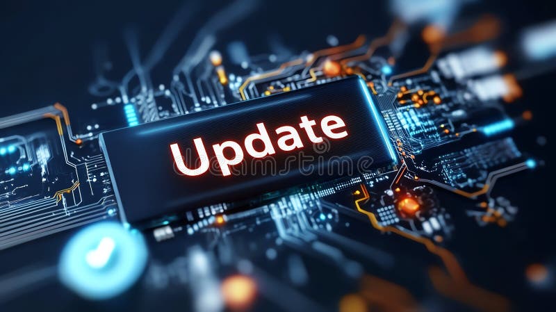 Close-up of a Circuit Board with an Update Button Illuminated Stock ...