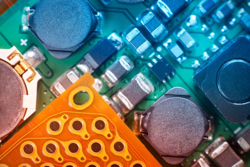 Circuit with Chips and Electronic Components Stock Photo - Image of ...