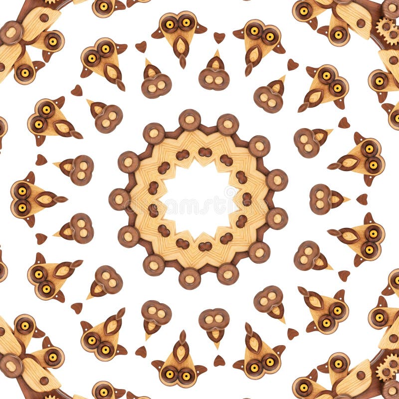 A Close Up of a Circular Design with Owls on it. Stock Illustration ...