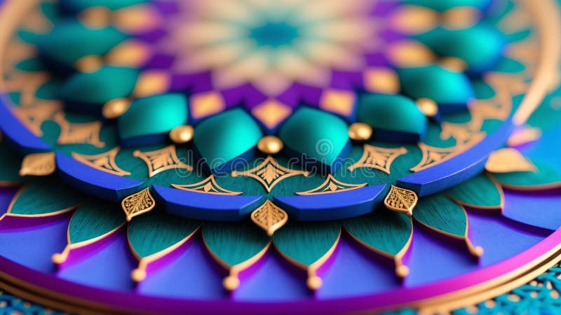 A Close Up of a Circular Object with a Flower Design Stock Illustration ...