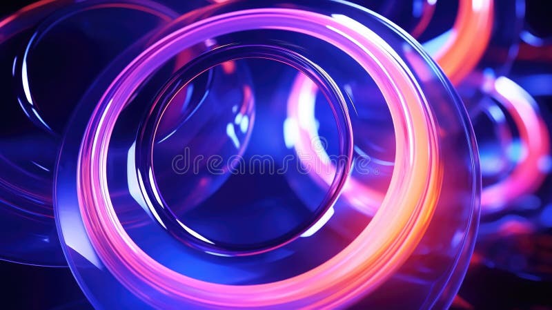 Close-up of a Circular Object with Neon Lights, Perfect for Modern and ...