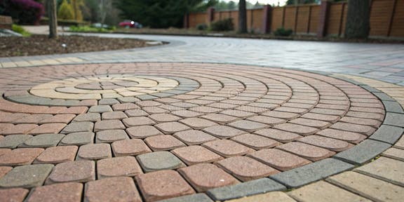 Pattern of Pavers. Circular Pattern of Brick Paving Stones Stock ...