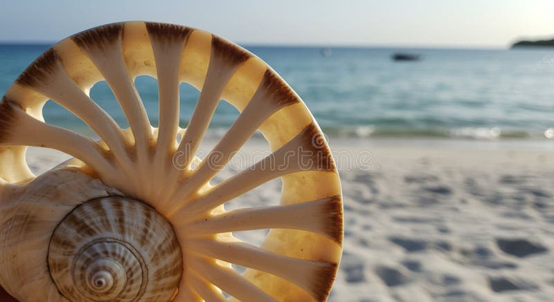 A Close-up of a Circular Seashell with Radiating Ridges Generated Stock ...