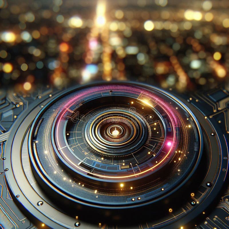 A Close-up of a Circular Technological Device with Concentric Rings and ...