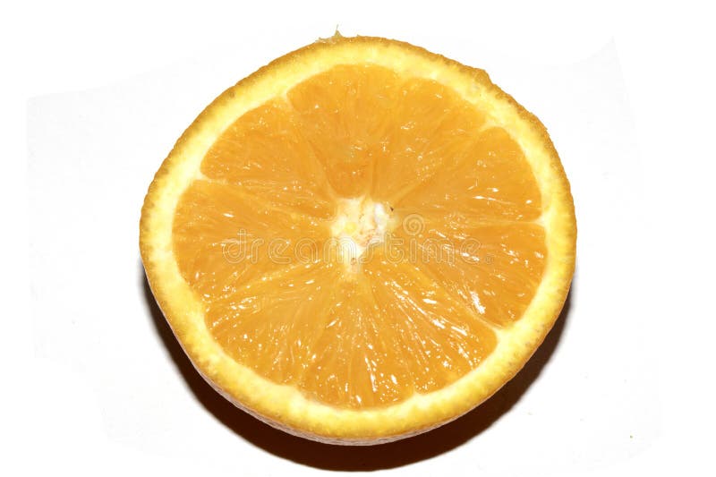 Close Up of Cirtus Fruit Orange Slice Cut on a White Background ...