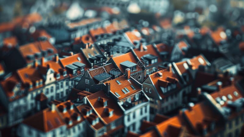 A Close Up of a City with Many Buildings and Roofs, AI Stock Photo ...
