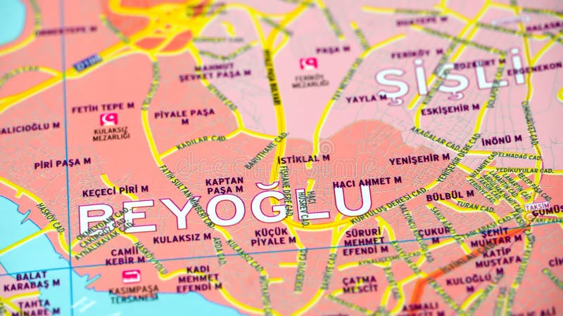 Close-up City Map of Istanbul in Turkish Language Stock Image - Image ...