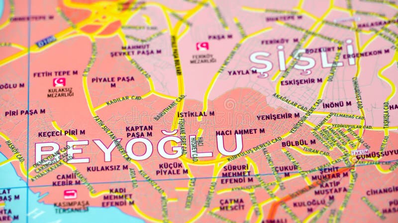 Close-up City Map of Istanbul in Turkish Language Stock Photo - Image ...