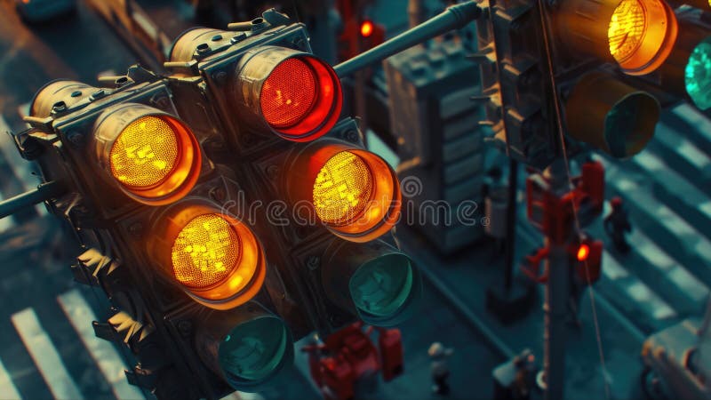 Close-Up of City Street Traffic Light Stock Photo - Image of safety ...
