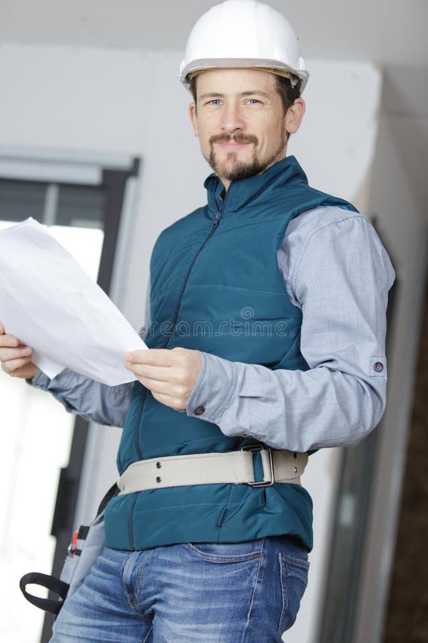 Close Up Civil Male Engineer Working on Blueprint Stock Photo - Image ...