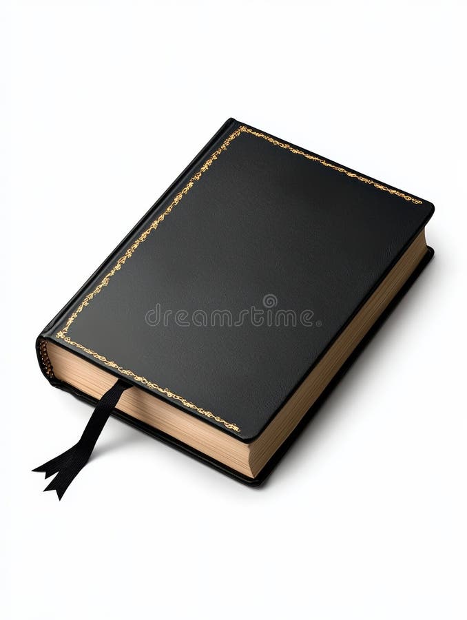 A Closeup of a Classic Black Leather Bound Notebook with a Ribbon ...