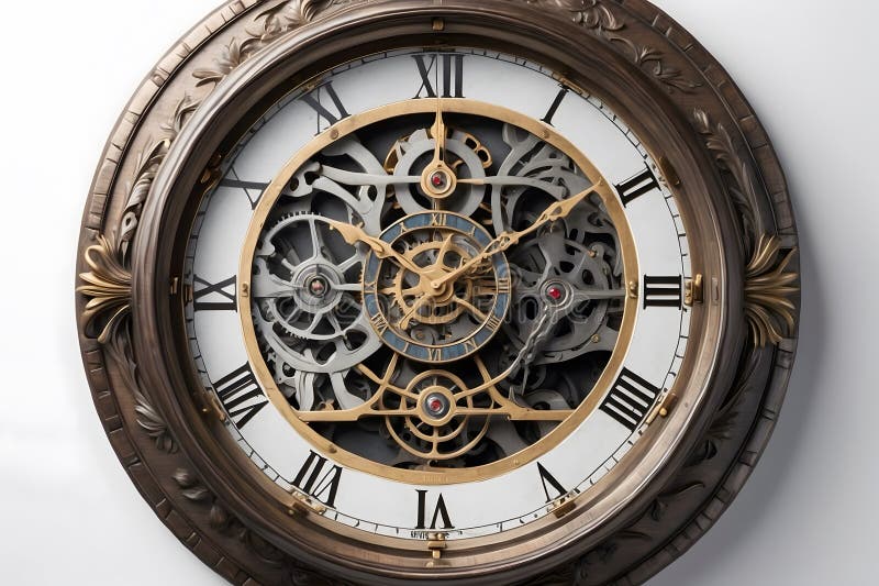 A Close Up of a Classic Clock with an Isolated Background Stock ...