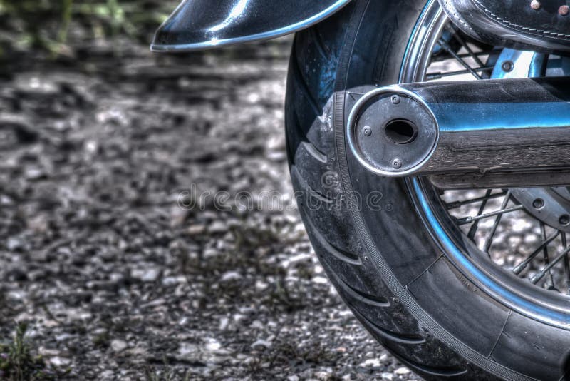 Close Up of a Classic Motorcycle Rear Wheel in Hdr Stock Photo - Image ...
