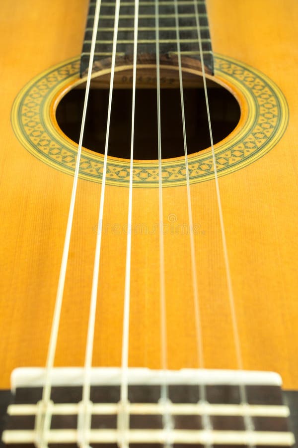 Close-up of Classical Guitar Strings Stock Image - Image of studio ...