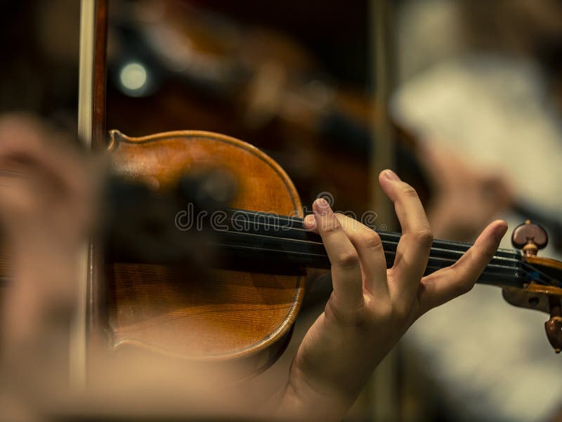 Violin in a Large Close-up - Side View - Background - Symphony ...