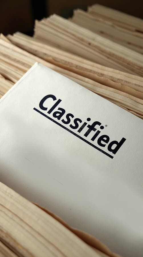 Close Up of Classified Document in a Pile of Folders Stock Illustration ...