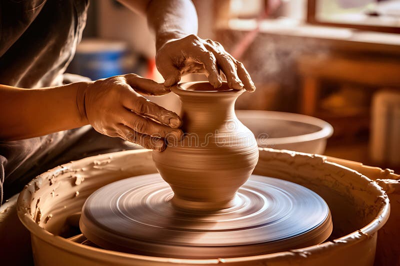 Close-up of Clay Artisan Crafting Pitcher Stock Illustration ...