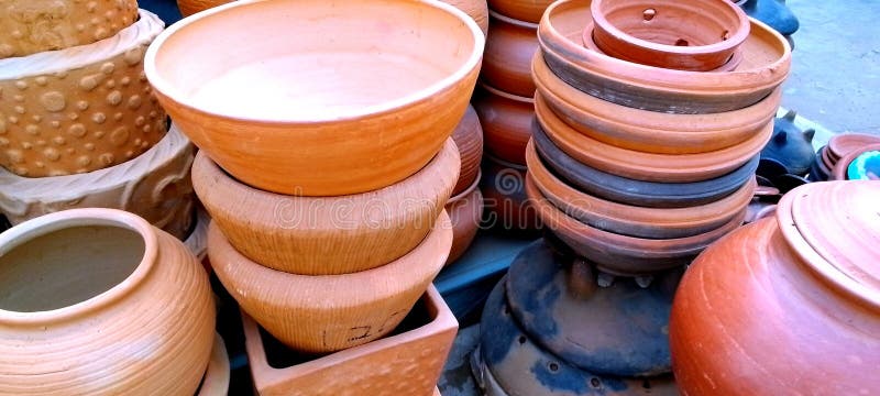 Close Up of Clay Pots Ready for Selling on a Street Stock Image - Image ...