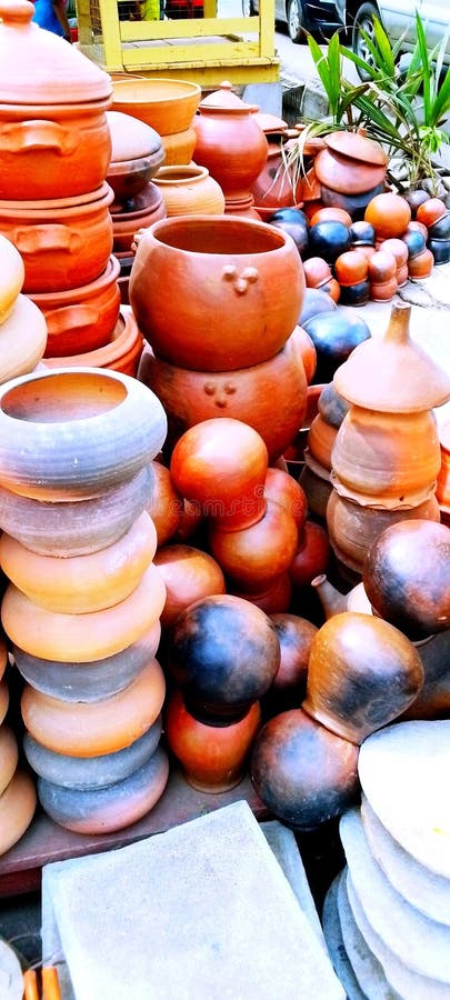 Close Up of Clay Pots Ready for Selling on a Street Stock Image - Image ...