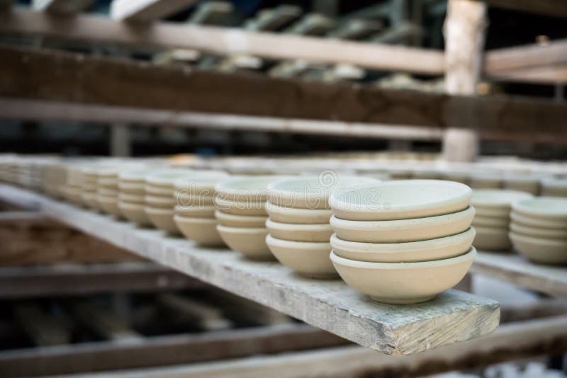 Close Up Clay Pottery Ceramic Products Dry on Shelf Stock Photo - Image ...