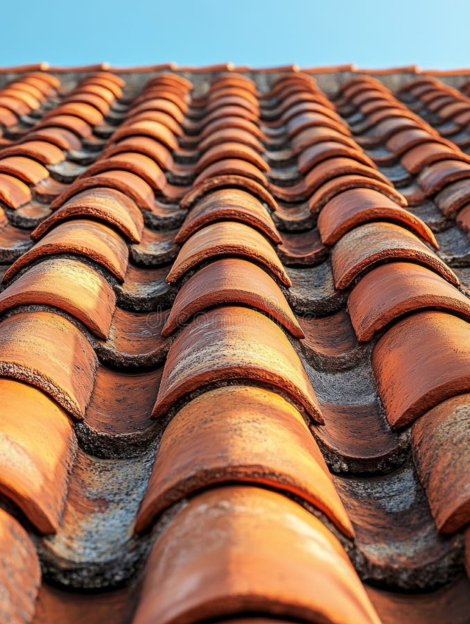 Close-up of Clay Roof Tiles in Diagonal Rows. Stock Photo - Image of ...
