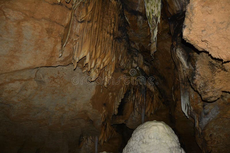 Close-up of Clay Stalactites in an Underground Cave. Speleological ...