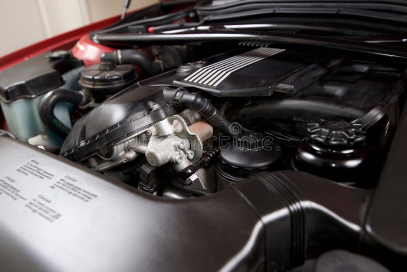 Close Up of a Clean Car Engine Bay Stock Photo - Image of intake ...