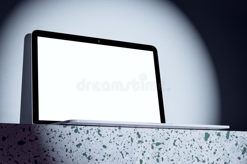 Close Up of Clean Computer Monitor in Spotlight. Mock Up Place and ...