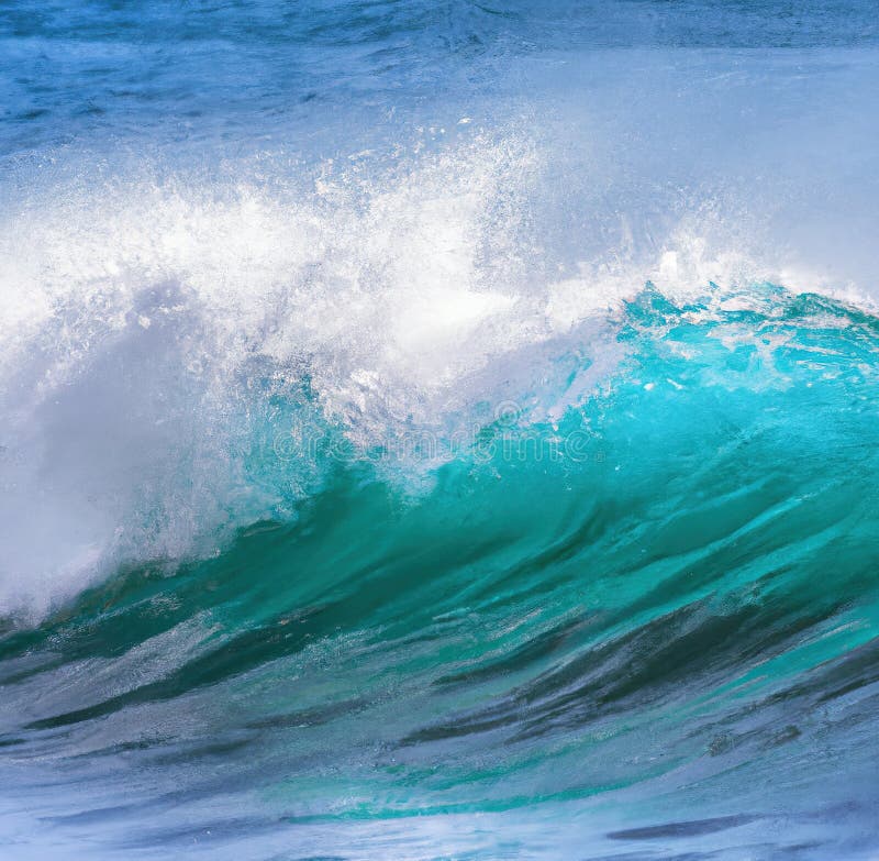 Close Up of Clear and Blue Ocean Wave, Created Using Generative Ai ...