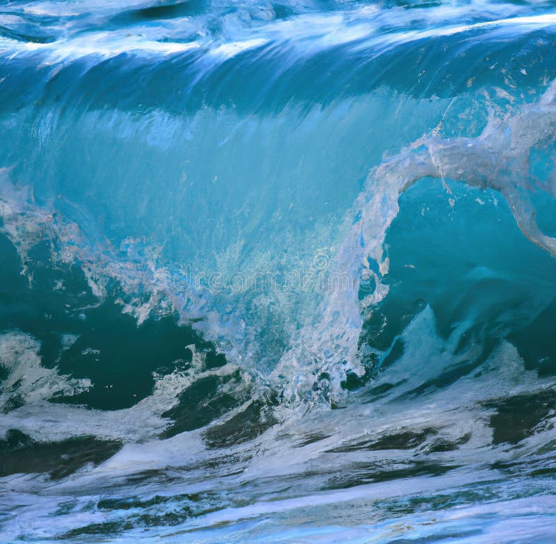 Close Up of Clear and Blue Ocean Wave, Created Using Generative Ai ...