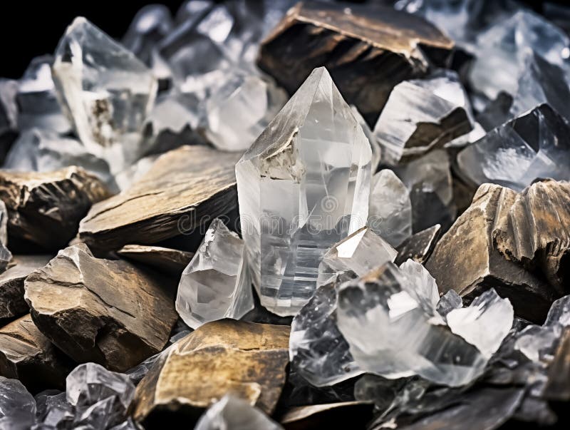 Close-up of Clear and Dark Crystals Showcasing Natural Mineral ...