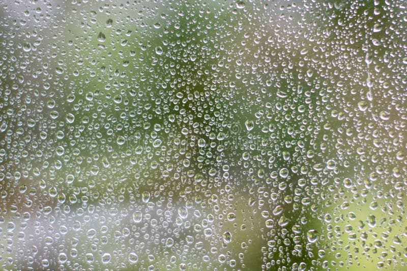 Close-up Clear Drops of Water on Window Glass Surface Stock Photo ...