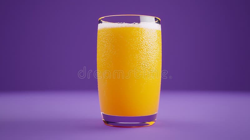 Fizzy Orange Liquid in Clear Glass on Purple Background with Soft Stock ...