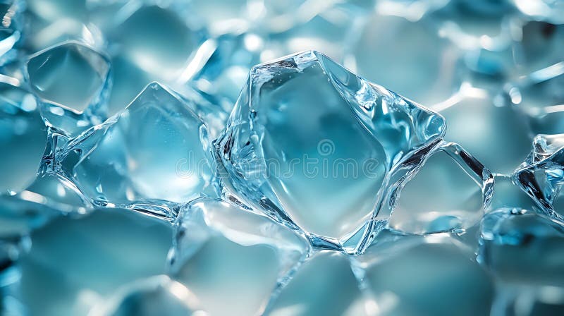 Close-up of Clear Ice Cubes with a Blue Tint Stock Illustration ...