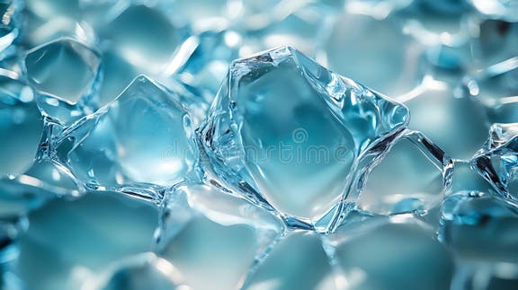 Close-up of Clear Ice Cubes with a Blue Tint Stock Illustration ...