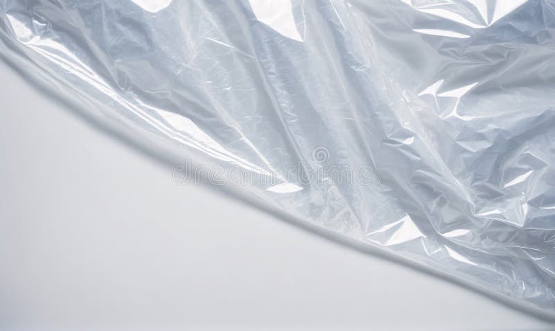 A Close-up of Clear Plastic Wrap, Crumpled and Draped Over a White ...