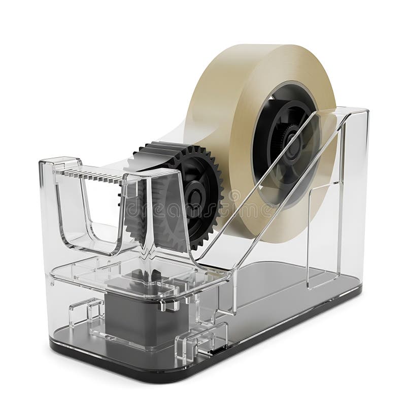 Close Up of Clear Tape Dispenser with Roll of Tape Stock Illustration ...