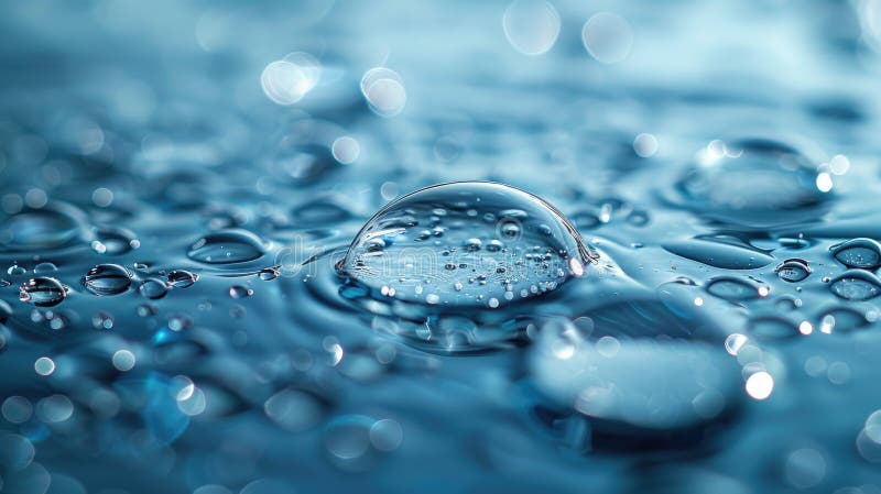 Close-Up of Clear Water Bubbles and Ripples in Blue Light Stock Photo ...
